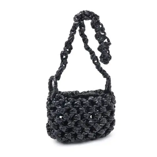 MODA LUXE Braided Woven Crossbody - Black