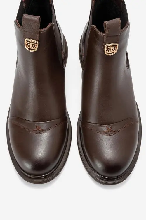 FOREVER & ALWAYS SHOES Leather Buckled Chelsea Boot