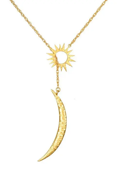 SATYA JEWELRY Dreams Celestial Sun And Moon Lariat Necklace - Gold