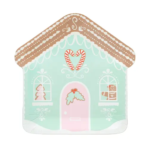 DAYDREAM SOCIETY Baking Spirits Bright Mint Gingerbread House Christmas Large Plates - Assorted Pre-pack