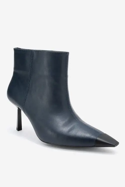 PROLOGUE SHOES Rassel Pointed Toe Boots - Navy Faux Leather