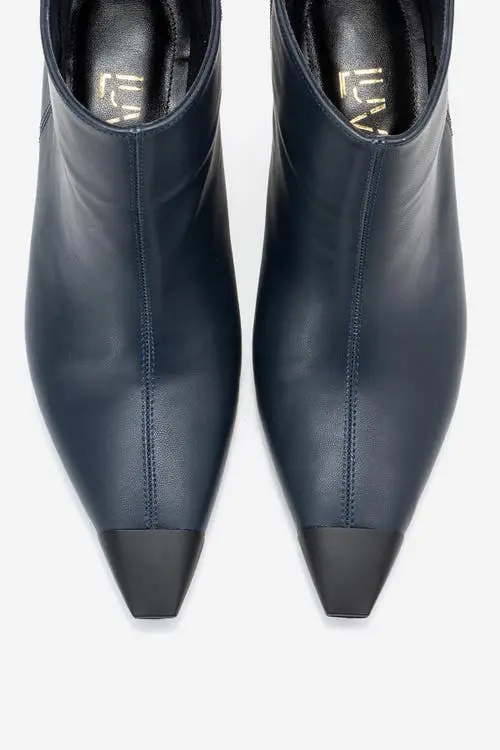 PROLOGUE SHOES Rassel Pointed Toe Boots - Navy Faux Leather