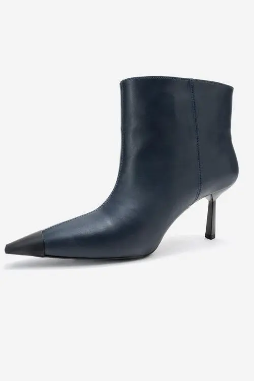 PROLOGUE SHOES Rassel Pointed Toe Boots - Navy Faux Leather