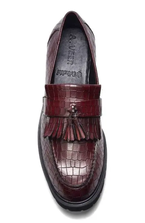 A. VEER Dante Tassel Loafer - Bordeaux Leather