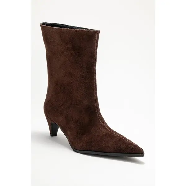 FOREVER & ALWAYS SHOES Aleo Leather Pointed Toe Boots - Brown Suede Leather