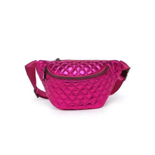 MODA LUXE Quilted Metallic Belt Bag - Fuchsia