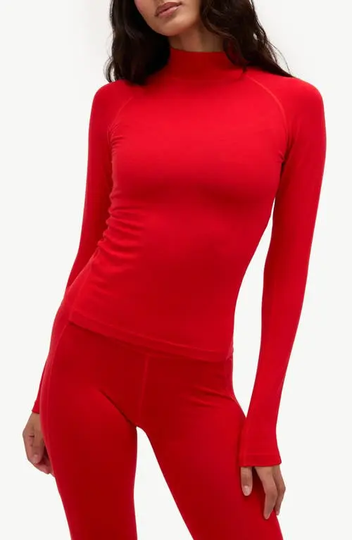 HALFDAYS Clare Mock Neck Top - Rouge