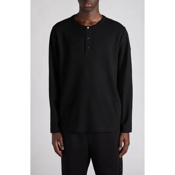 Moncler Logo Patch Waffle Stitch Long Sleeve T-shirt
