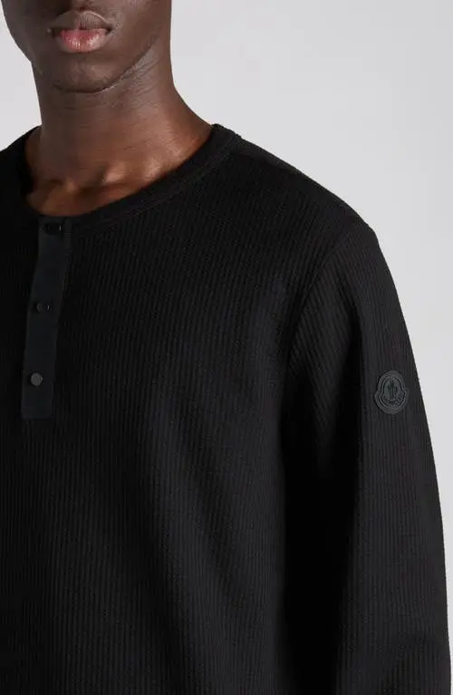 Moncler Logo Patch Waffle Stitch Long Sleeve T-shirt