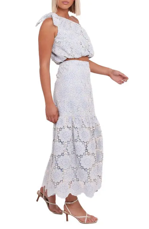 PETAL & PUP Lace One-shoulder Crop Top And Maxi Skirt Set