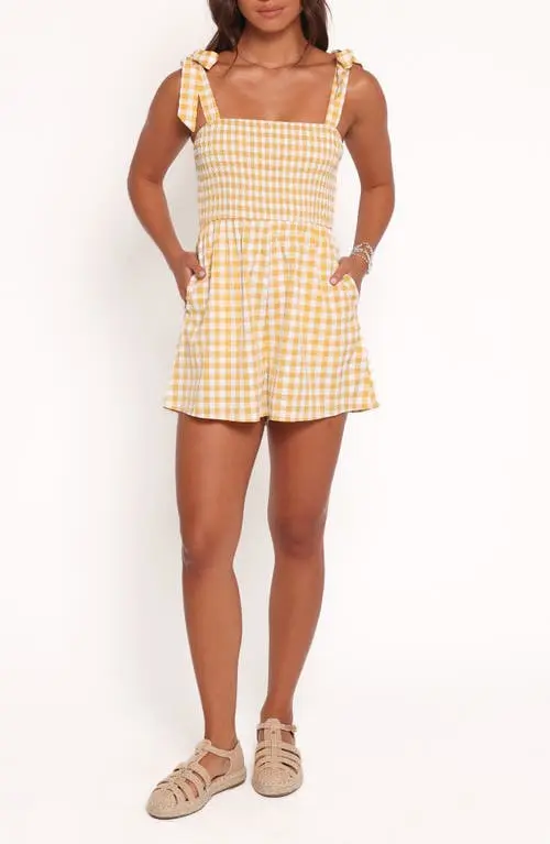 PETAL & PUP Simo Tie-strap Romper - Yellow Gingham