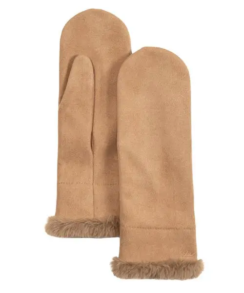 Echo Stretch Suede Mittens - Camel