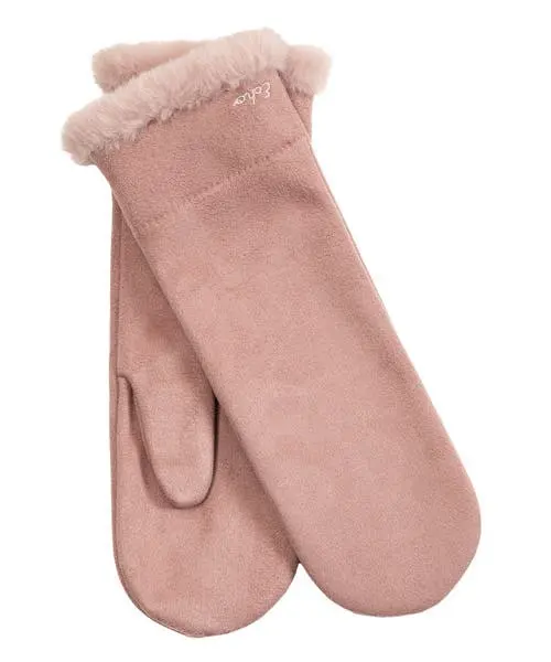 Echo Stretch Suede Mittens - Powder Pink
