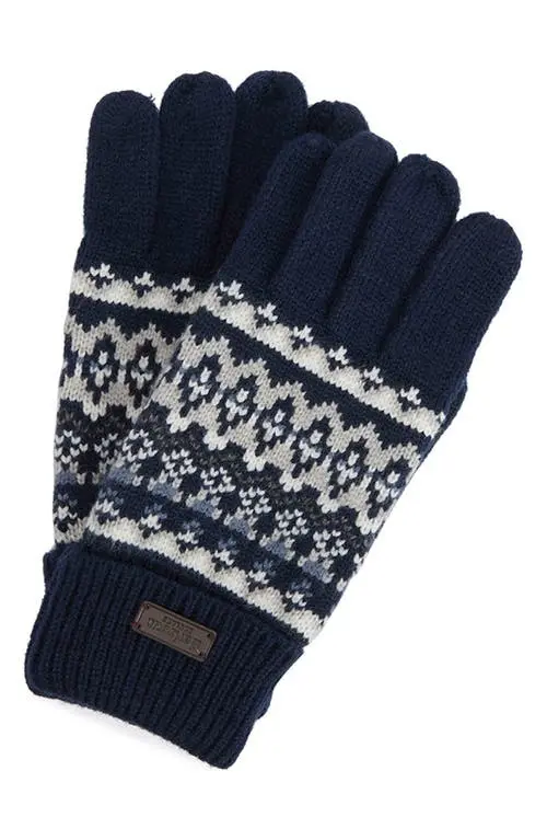 Barbour Marlow Fair Isle Knit Gloves - Navy