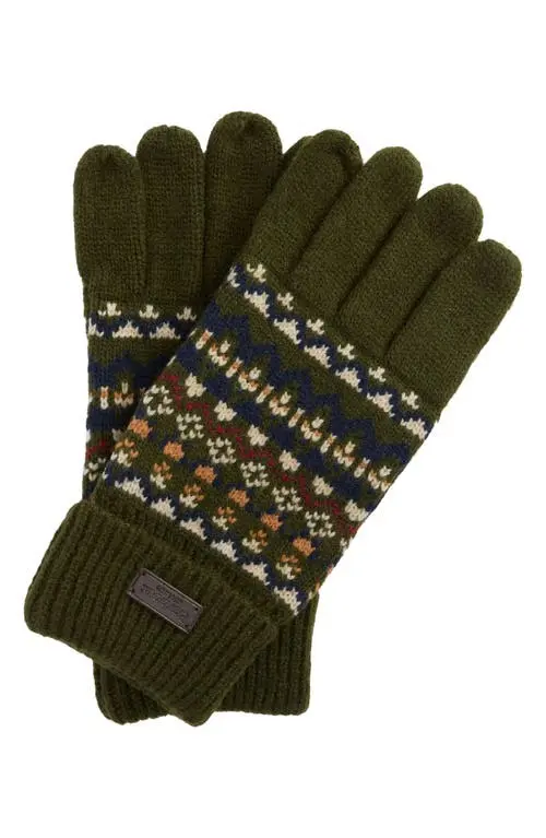 Barbour Marlow Fair Isle Knit Gloves - Olive