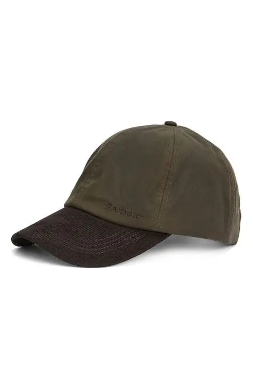 Barbour Ashby Adjustable Baseball Cap - Olive/brown