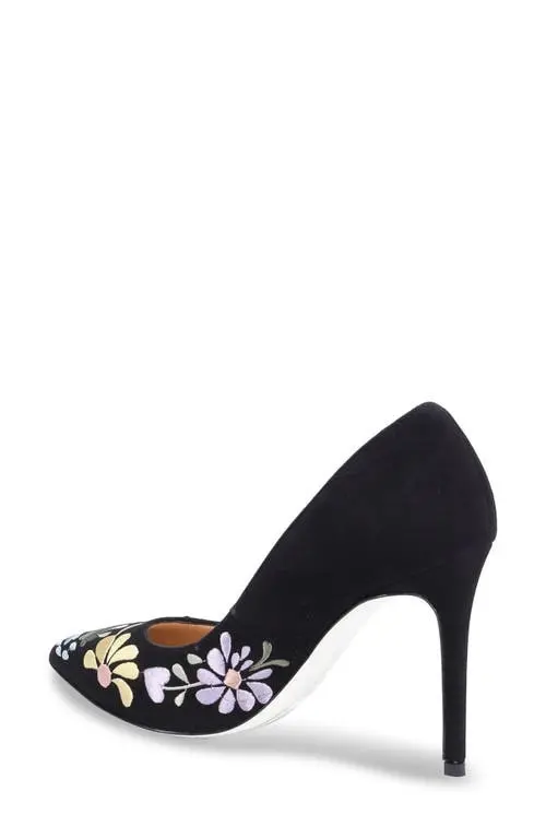 Ron White Embroidered Pointed Toe Pumps - Onyx Multi