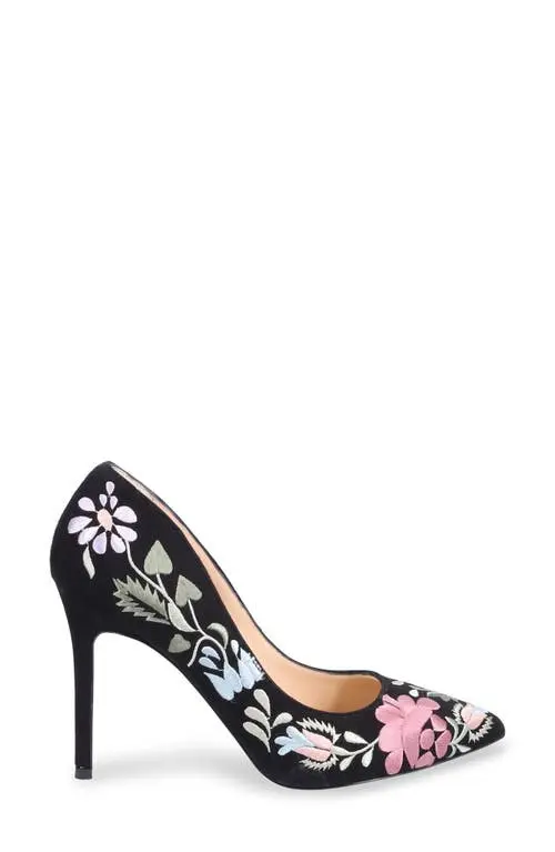 Ron White Embroidered Pointed Toe Pumps - Onyx Multi