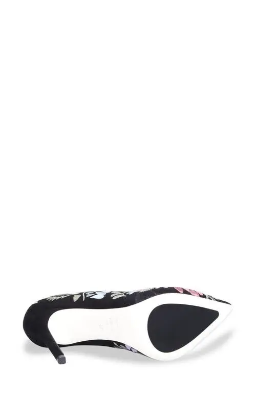 Ron White Embroidered Pointed Toe Pumps - Onyx Multi