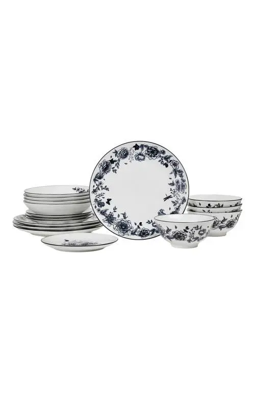 STONE + LAIN Esme Porcelain 16-piece Dinnerware Set - Black