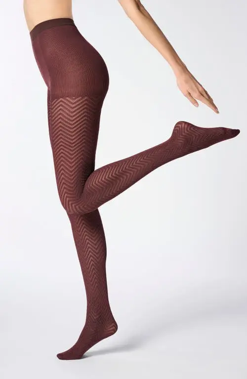 Oroblu Herringbone Opaque Tights - Cacao 3