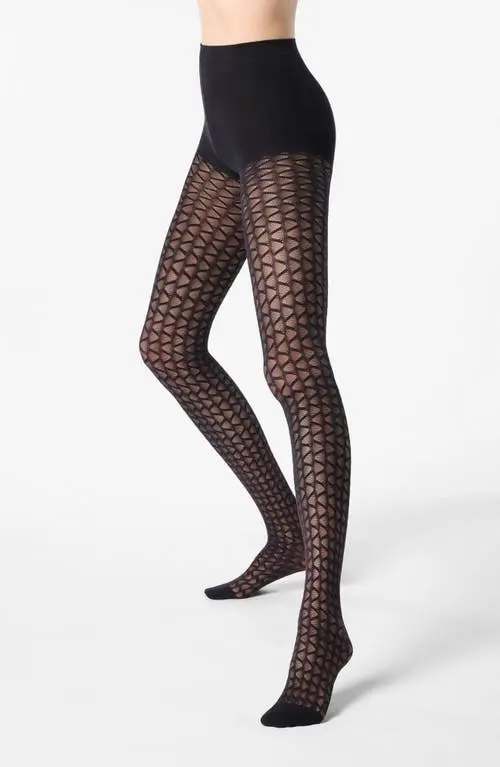 Oroblu Graphic Wave Patterned Tights - Black