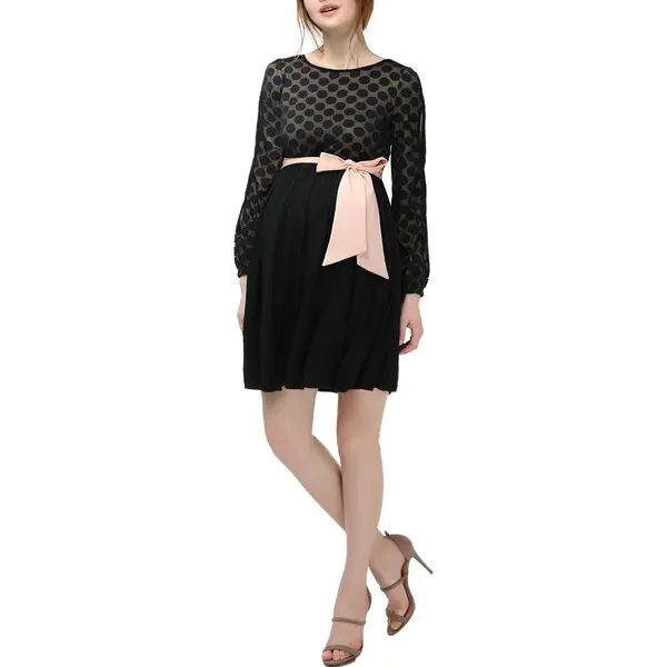 KIMI + KAI Polka Dot Lace Maternity Dress