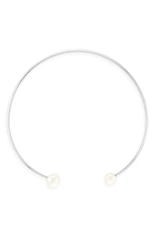 Shashi Jemima Faux Pearl Open Choker Necklace - Silver/pearl