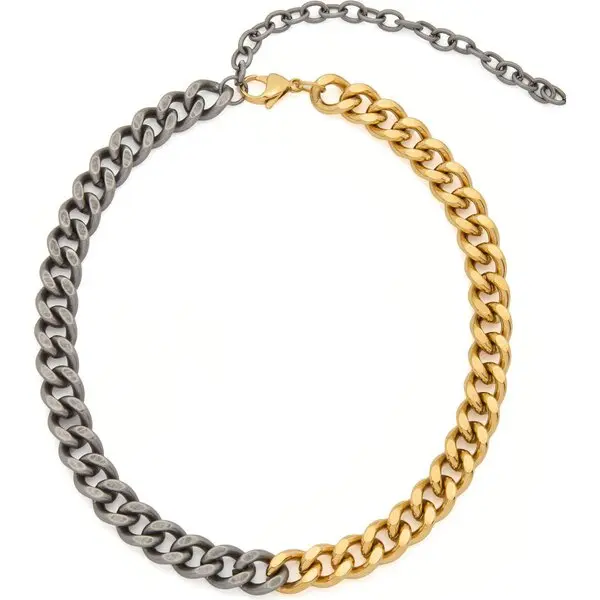 ST. MORAN Two-tone Curb Chain Necklace - Silver/gold