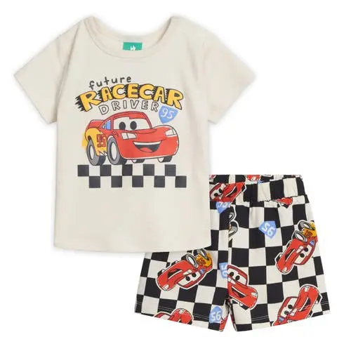 Disney Lightning Mcqueen Outfit Set - Off White/black/ Cars