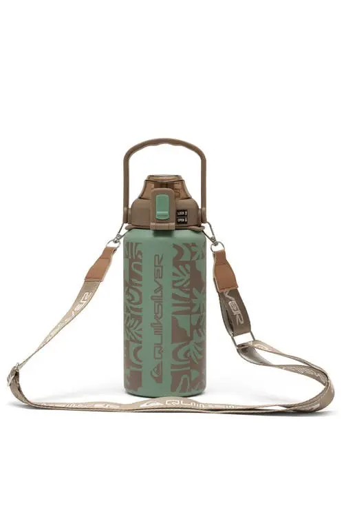 Quiksilver Ventura Double Walled Insulated 30oz Stainless Steel Tumbler With Cross Body Strap - Terra