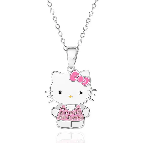 HELLO KITTY Enamel And Zirconia Pendant Necklace - Silver