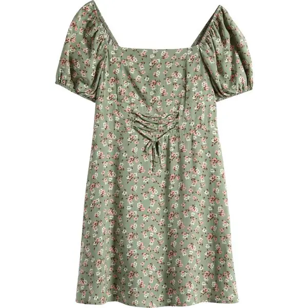 LOVE, FIRE Floral Puff Sleeve Dress