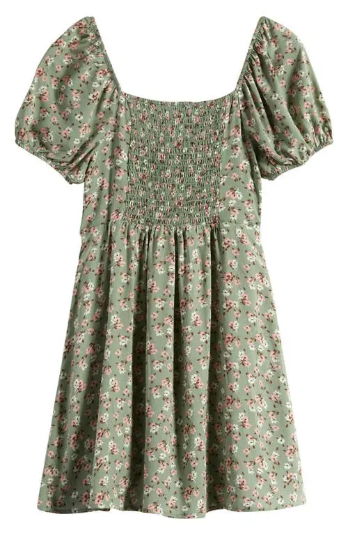 LOVE, FIRE Floral Puff Sleeve Dress