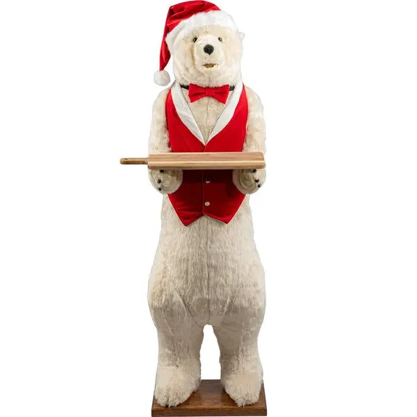 DITZ DESIGNS Butler Christmas Polar Bear Decoration With Removable Tray - Cream Bear
