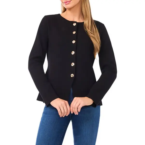 Ted Baker London Collarless Cardigan - Rich Black