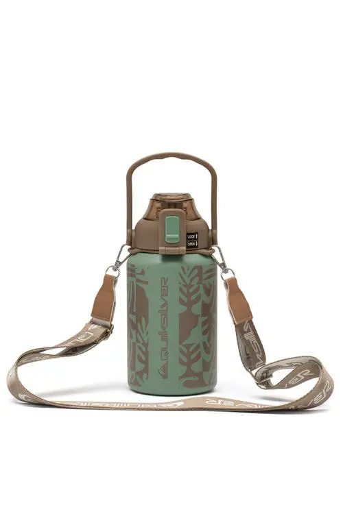 Quiksilver Ventura Double Walled Insulated 30oz Stainless Steel Tumbler With Cross Body Strap - Terra