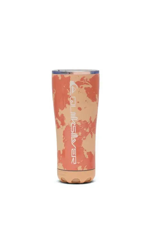 Quiksilver Zuma Double Wall Insulated 20oz. Stainless Steel Tumbler With Built-in Removeable Led Bluetooth Speaker - Peach Tie-dye