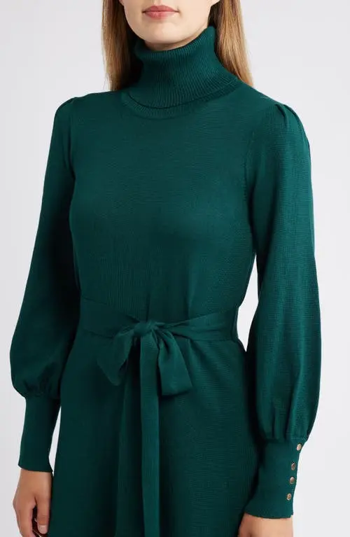 Julia Jordan Turtleneck Midi Dress With Belt - Hunter