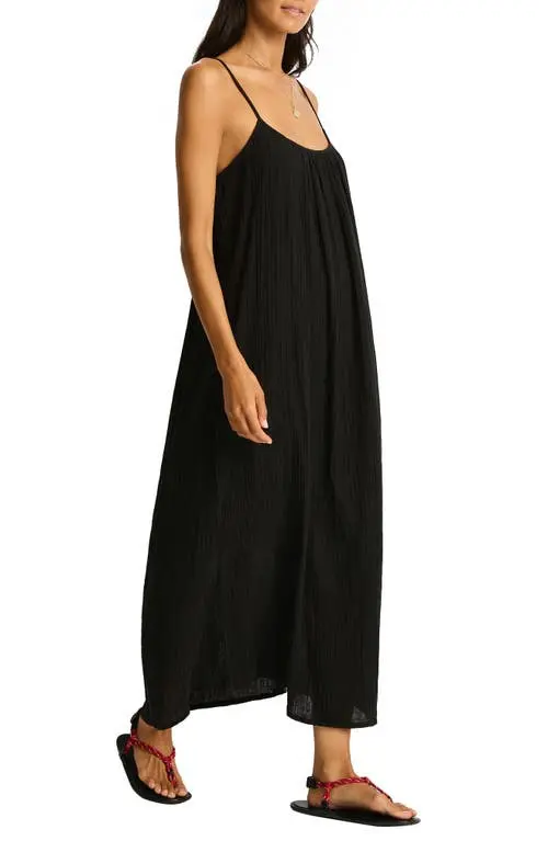 SEA LEVEL Sunset Tie Back Cover-up Dress - Black