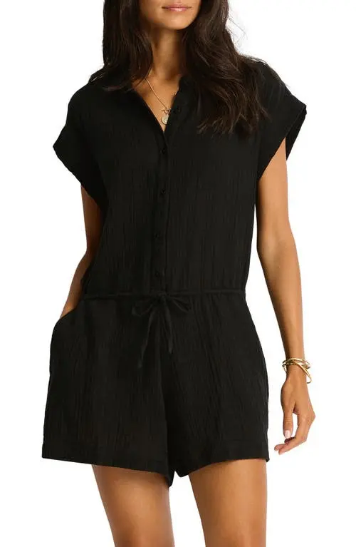 SEA LEVEL Sunset Cotton Romper - Black