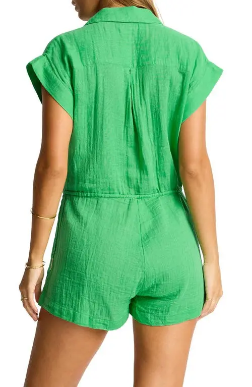 SEA LEVEL Sunset Cotton Romper - Kelly Green