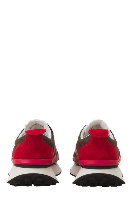 LANVIN Bumpr Sneakers In Mesh And Brushed Suede - Marron/rouge