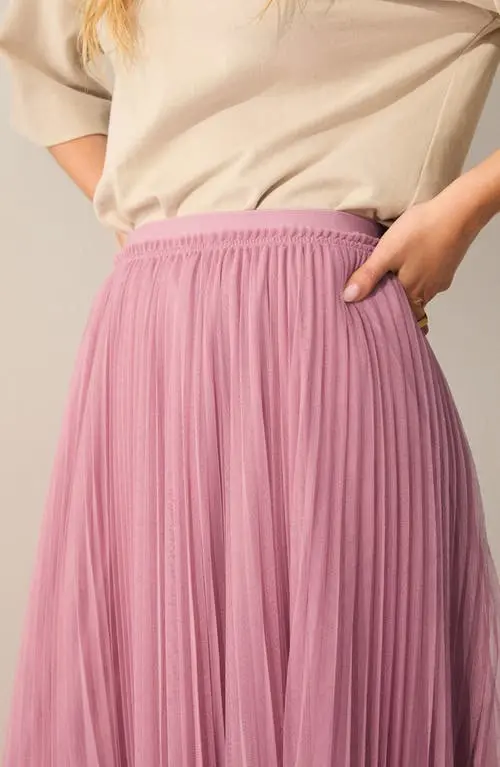 NEXT Long Pleated Mesh Skirt