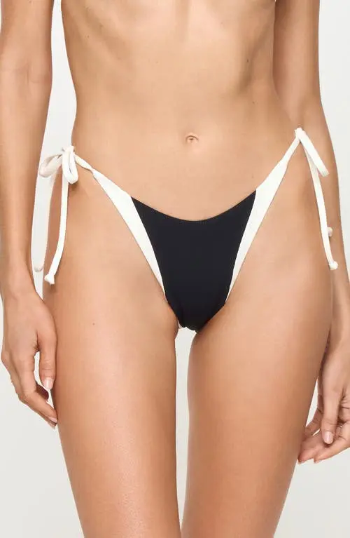 L*Space Riannon Jersey & Rib Bikini Bottoms - Black/cream