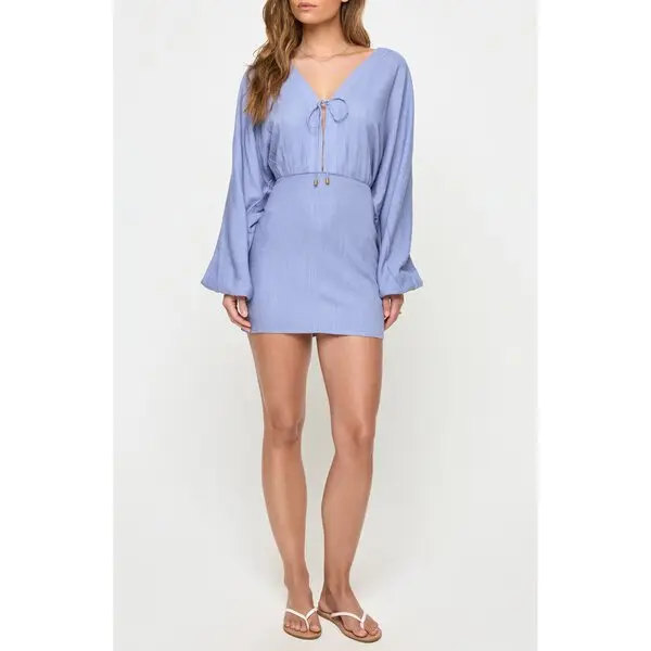 L*Space Deia Long Sleeve Cover-up Minidress - Chambray