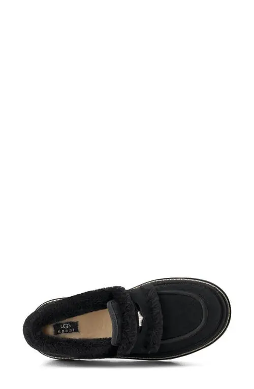 UGG X Sacai Genuine Shearling Trim Penny Loafer - Black