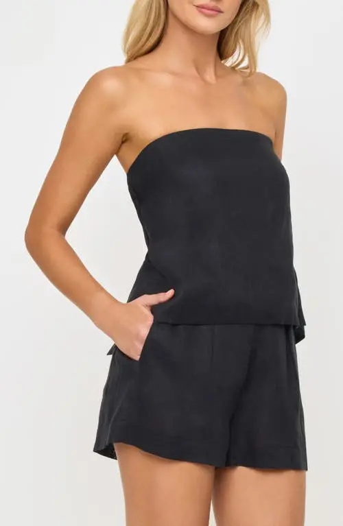 L*Space Tessa Strapless Linen Cover-up Top With Cutout Back - Black