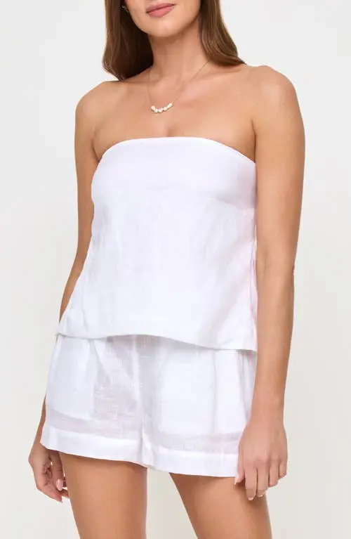 L*Space Tessa Strapless Linen Cover-up Top - White