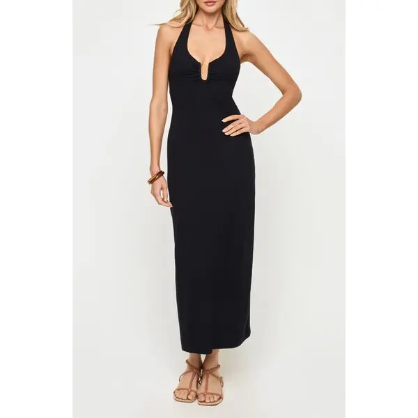L*Space La Femme Cover-up Halter Maxi Dress - Black